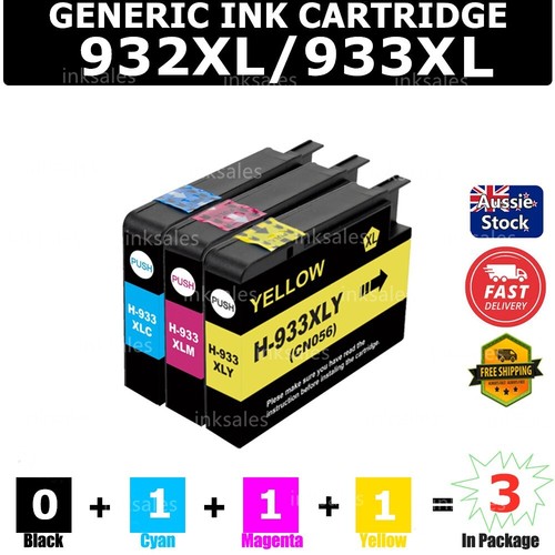 3x Generic 933XL Colour Ink Cartridge For HP 6100 6600 6700 7110 7510 ...