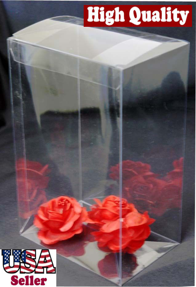 50 PCS 5-3/4x4x8-7/8" Clear PVC Tuck Top Automatic Lock Bottom Plastic ...