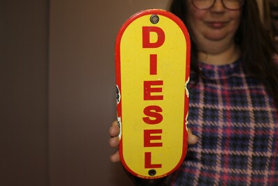 DIESEL Gas Pump Plate SHELL Gas Station Porcelain Metal Sign | eBay
