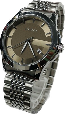 Gucci G-Timeless 126.4 Quartz Champagne Dial Mens Watch Excellent++ ...