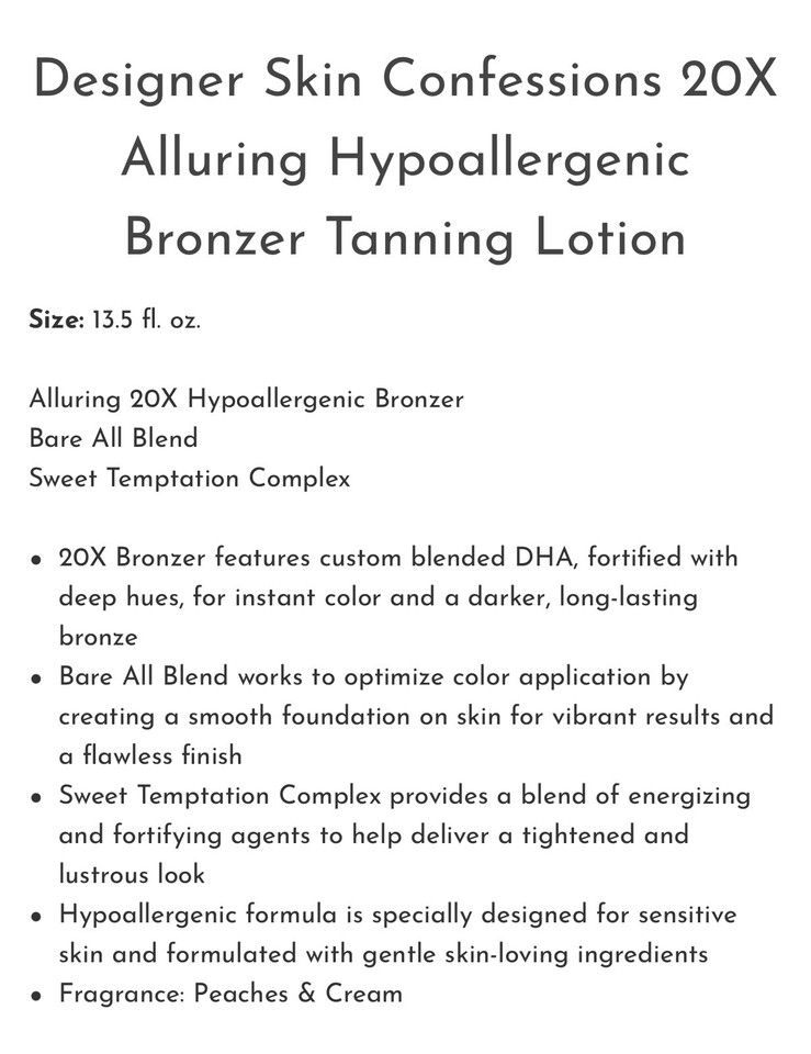 NEW Designer Skin CONFESSIONS 20X DHA Bronzer Tanning Lotion 13.5oz | eBay