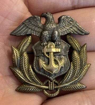 WWII WW2 Era Sterling Silver & Gold Filled Merchant Marine Hat Cap ...