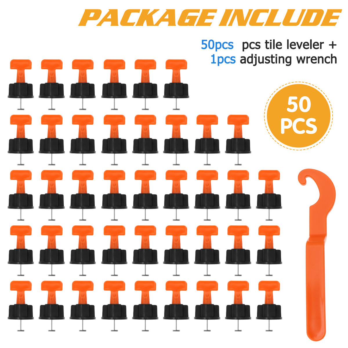 50 Pcs/Pack Reusable Anti-Lippage Tile Leveling System Positioning T ...