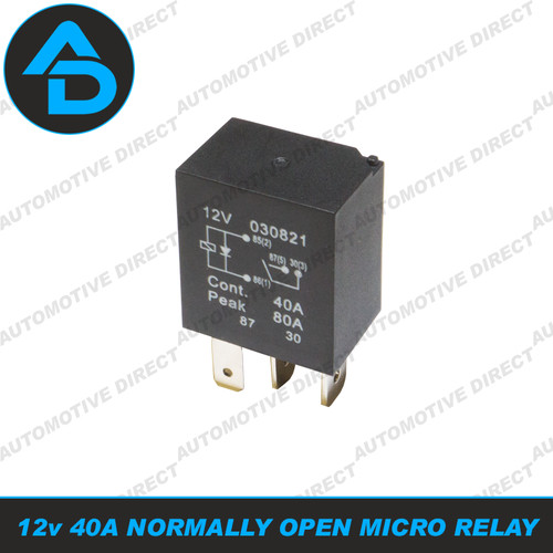 12V 40A 4 Pin Micro Relay Normally Open With Diode Protection SPST ...