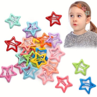 Cute Star Hair Pins Girl Clips Various Mixed Color Hairpins Claws Kids ...