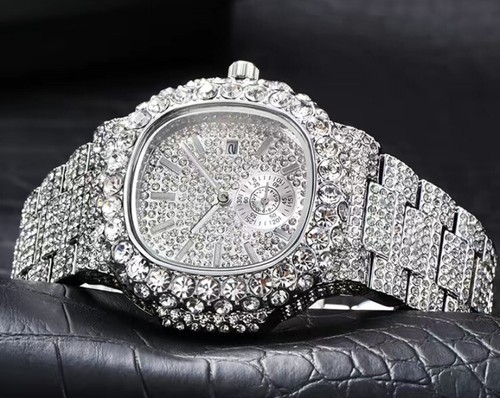 mens crystal diamond silver watch-beautifully crafted engineered luxury ...