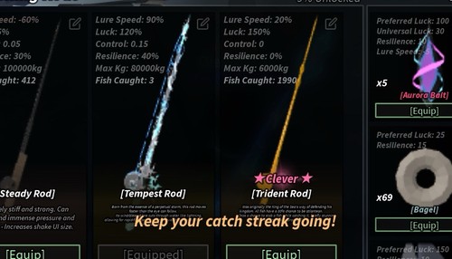 roblox fisch account, 4 million credits, tempest rod, trident rod ...