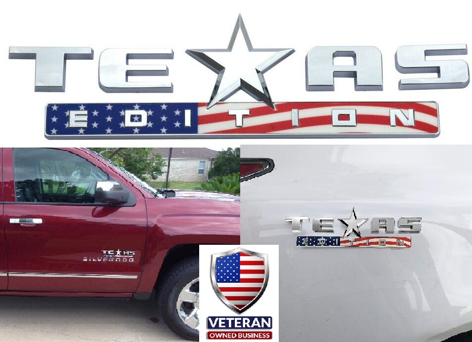 AMERICAN FLAG TEXAS EDITION EMBLEM TRUCK DECAL for CHEVY SILVERADO GMC ...