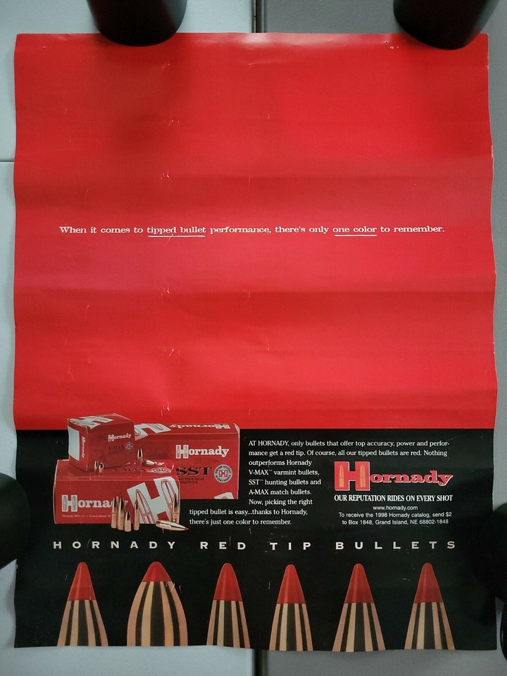 Vintage Hornady Red Tip Bullets Ammo Size Chart Hunting Store ...