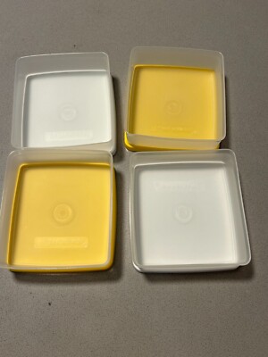 Tupperware white and yellow sandwich box set of 4 | eBay