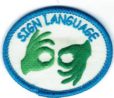 Girl Boy Cub SIGN LANGUAGE hands Fun Patches Crests Badges SCOUT GUIDE ...