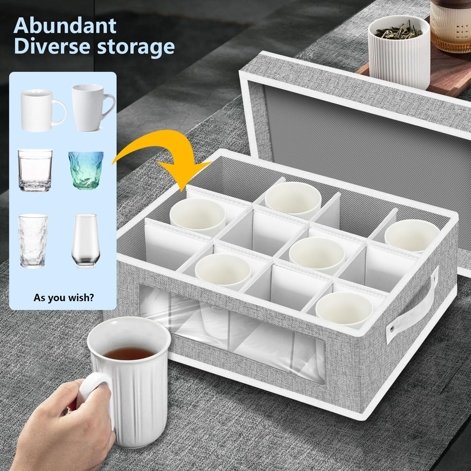 2 Pack Cup And Coffee Mug Storage Box Organizer With Dividers China ...
