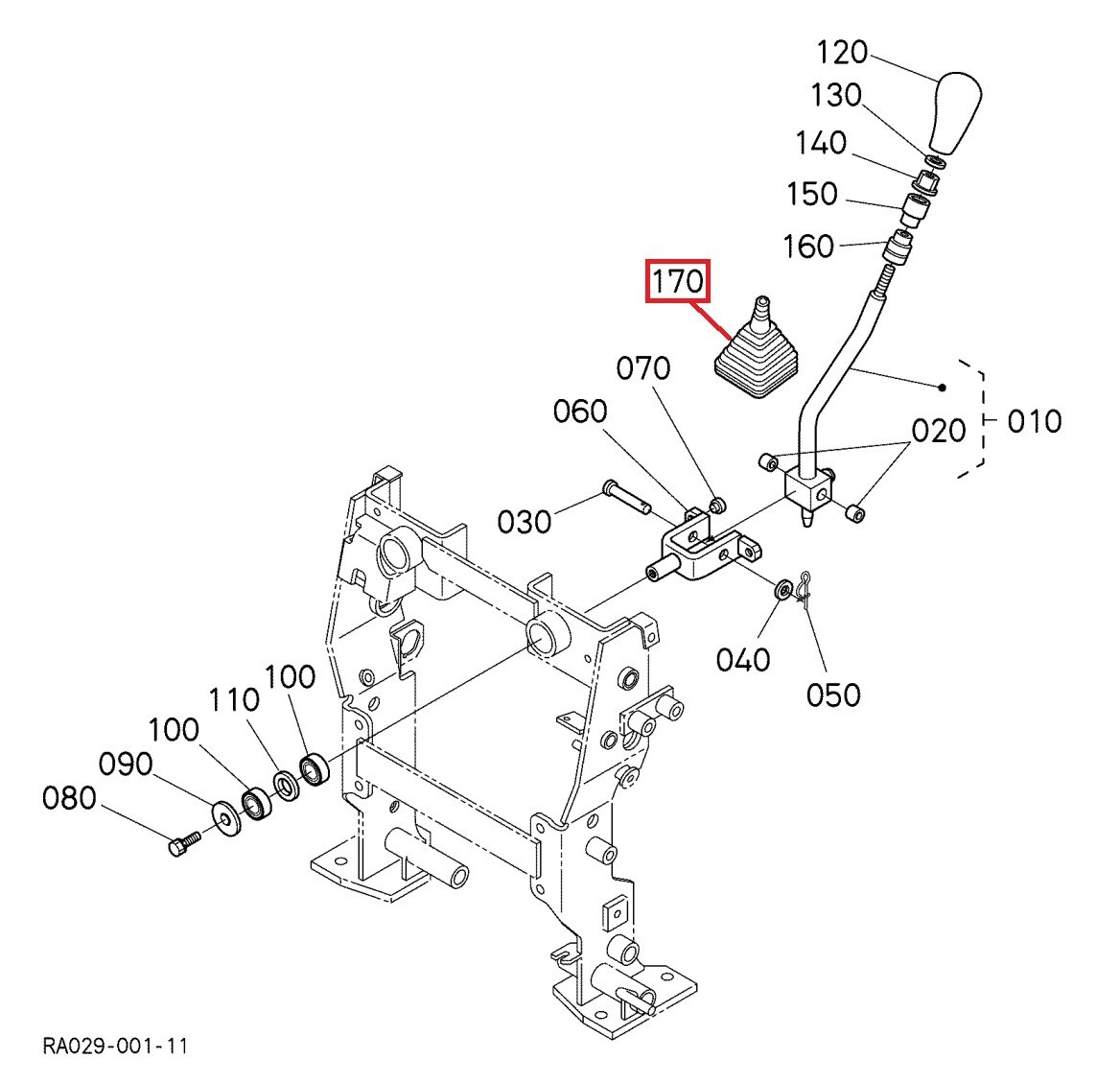 RD41165270 Control Lever Boots (Pair) Fits Kubota "K008-3 / 5 & U10-3 ...
