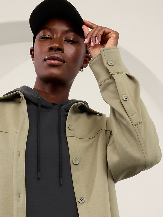 ATHLETA Allure Shirt Jacket XLT X-Large Tall | Olive Branch #545335 NEW ...