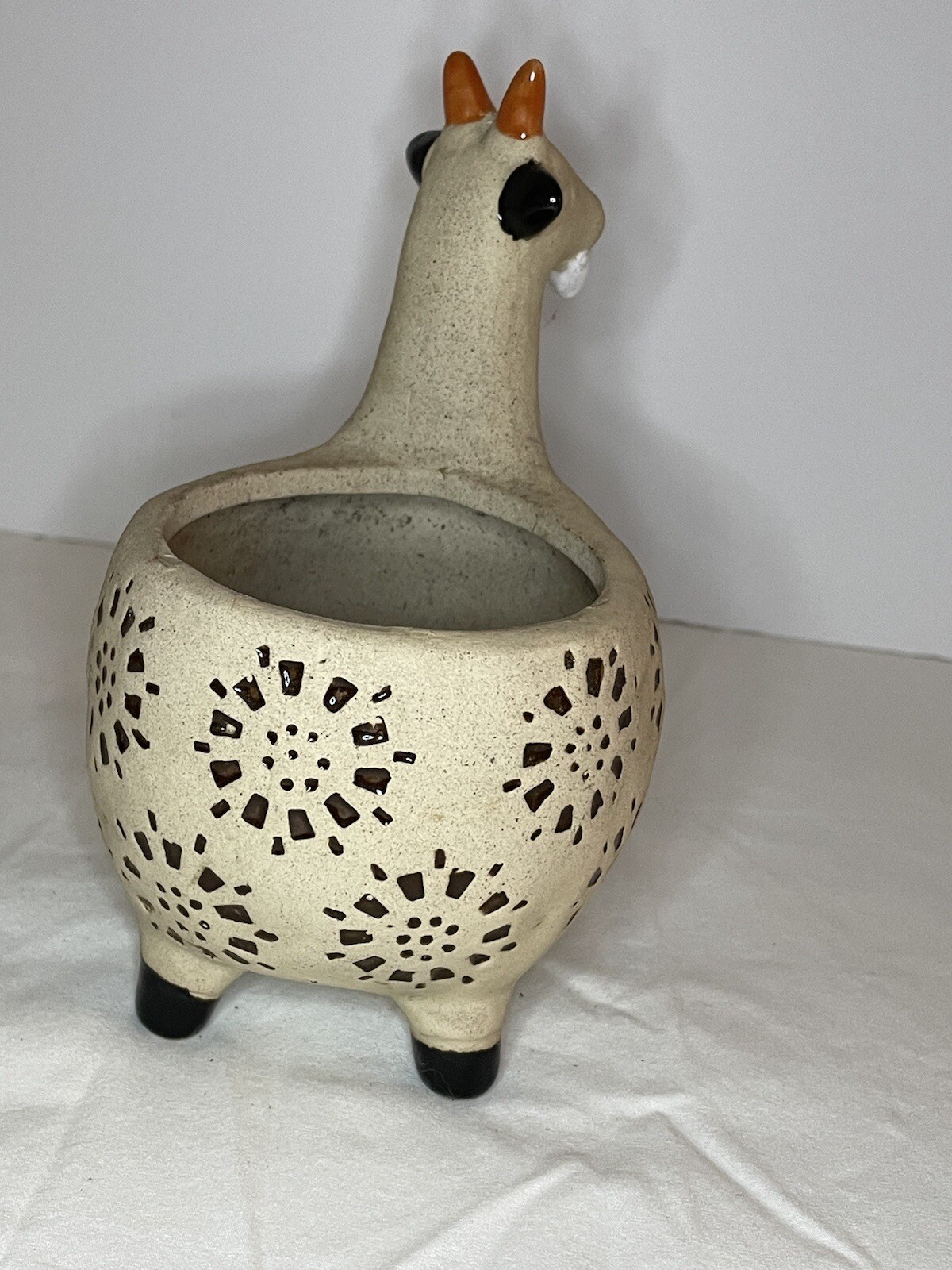 6” Goat Flower Pot Succulent Pot Cream Colored With Beard And Horns | eBay