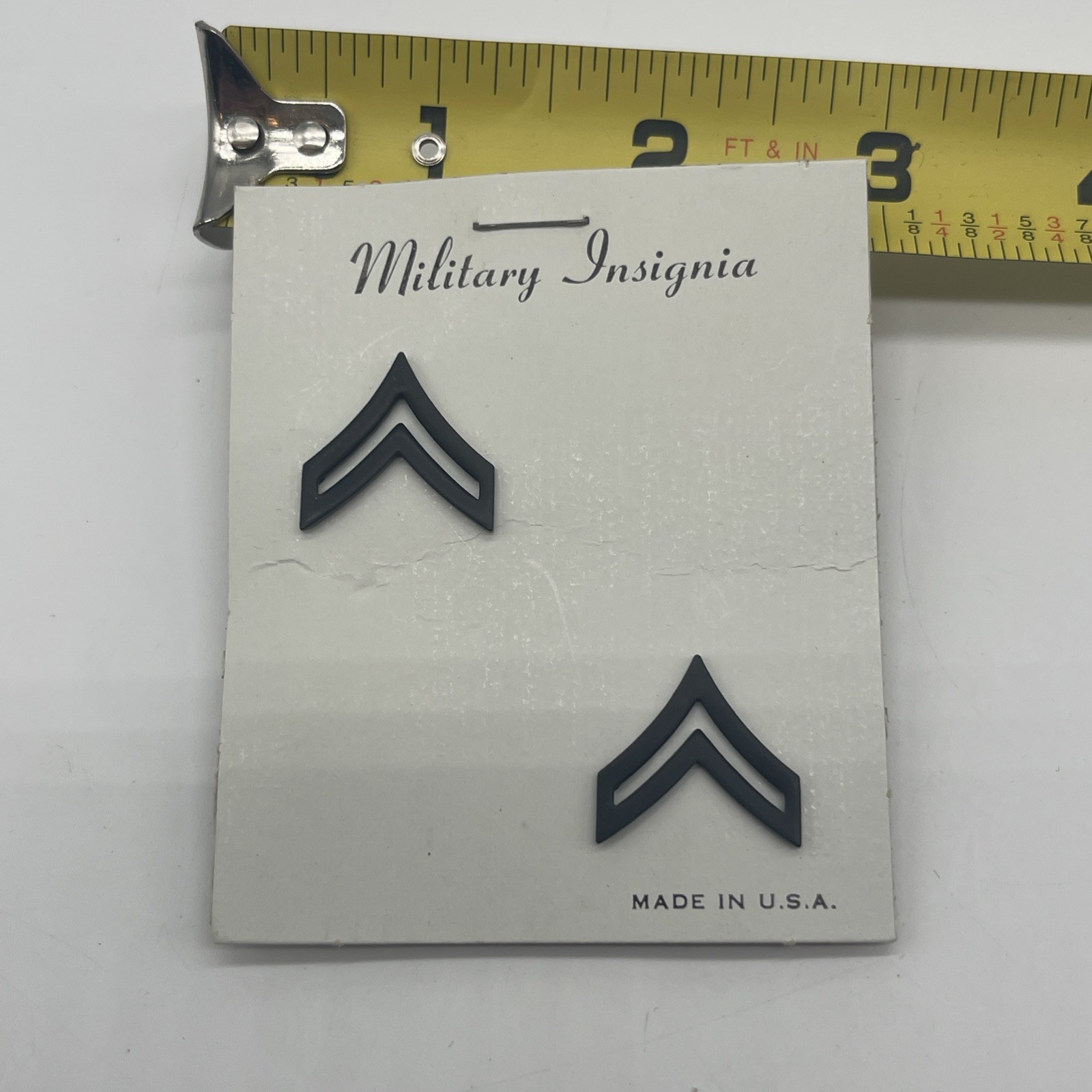 U.S. Military Army Corporal Rank Insignia Chevron Pin Collar Pair