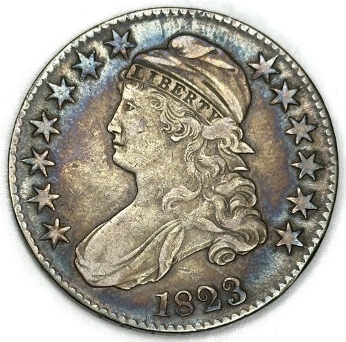 1823 Capped Bust Half 50c Original VF-XF Very Fine Plus Toned Coin ...