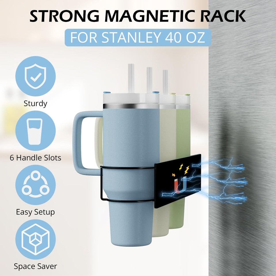 Magnetic Stanley Cup Holder for Fridge, Stanley Cup Storage Organizer ...