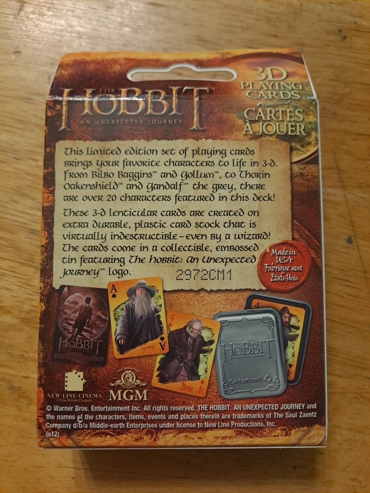 The HOBBIT An Unexpected Journey 3D Lenticular Playing Cards ...