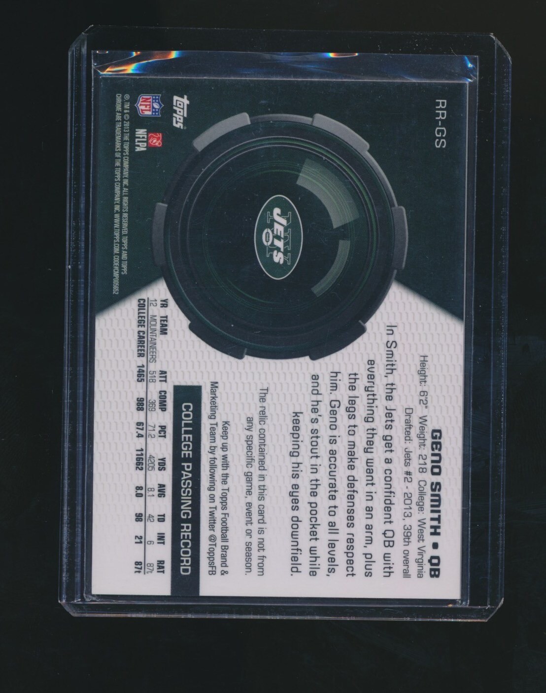 GENO SMITH 2013 TOPPS CHROME ROOKIE RELICS RC | eBay