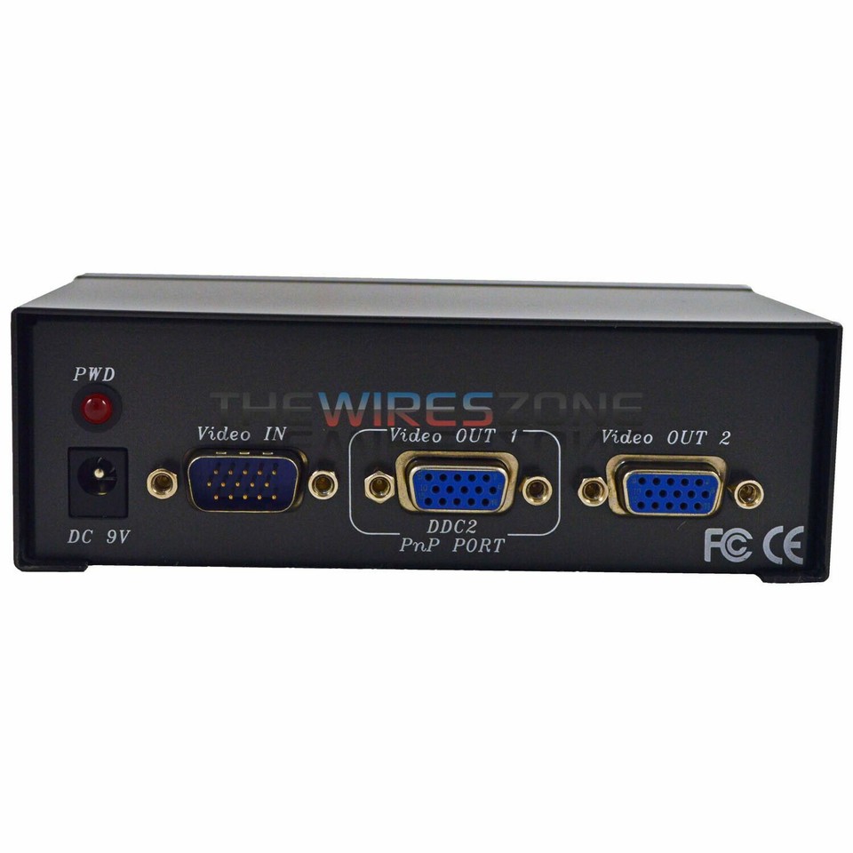 SVGA VGA Splitter 2 Port 1 in 2 out Amplifier Box 250MHz, 1 Video into ...