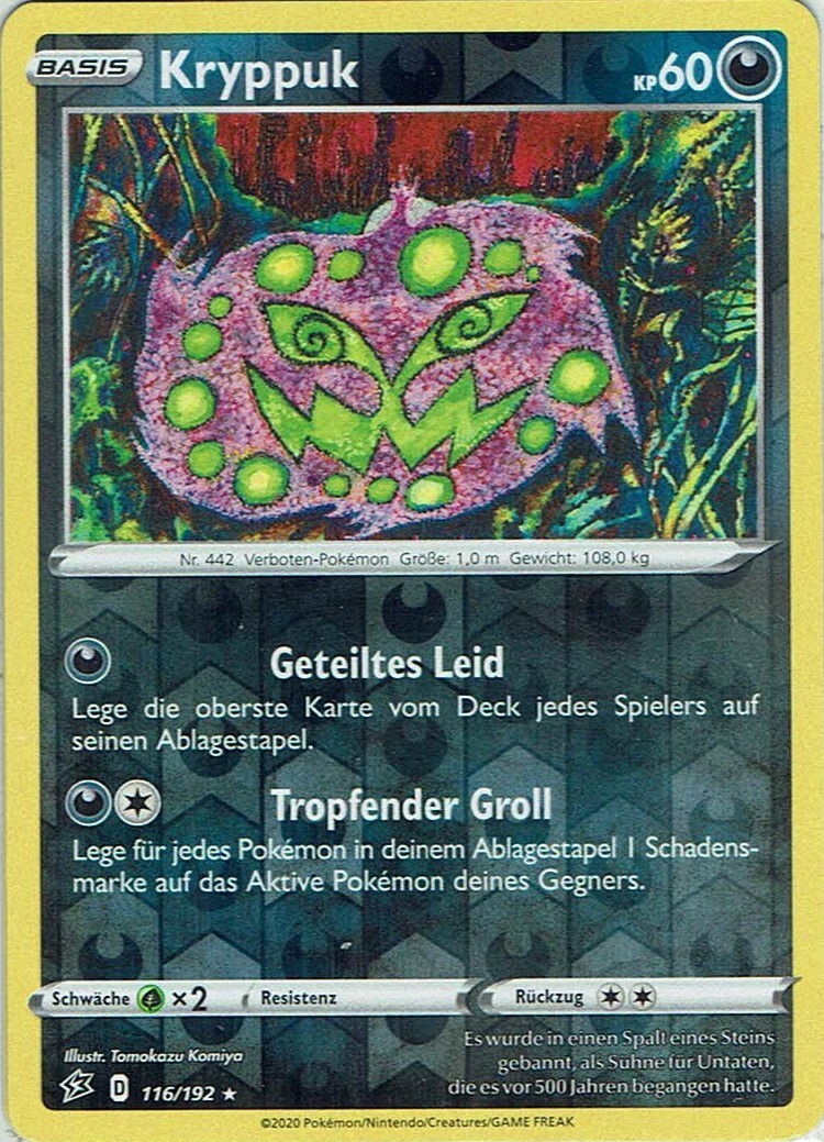 Pokemon Mappa SWSH02 Clash Il Ribelle No. 116/192 Kryppuk Reverse Holo ...