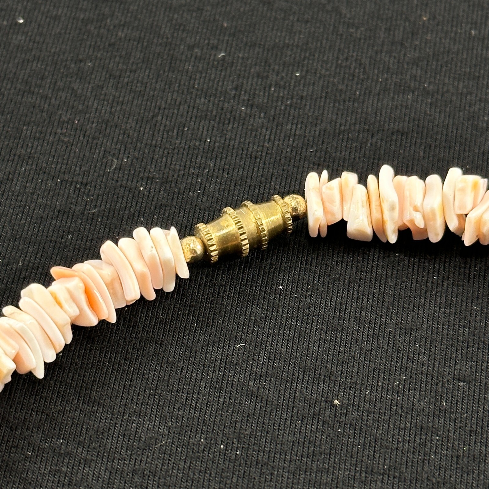 Carved Peach Half Moon Shell Center Puka Shell Chip 14 Inch Choker ...