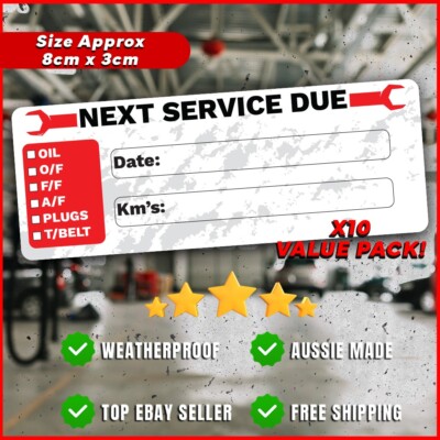 10X NEXT SERVICE DUE Sticker Decal Oil Next Due Mechanic Car Oil Change ...