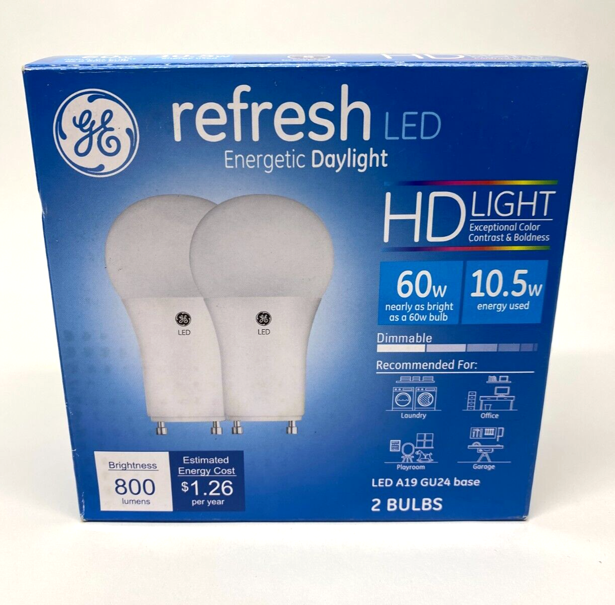 GE Refresh Dimmable LED A19 GU24 Base HD Light 800 Lumens 10.5W Pack of ...
