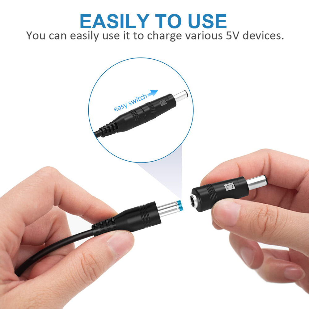 5V Universal DC Power Cable USB to DC Charging Cord 5.5x2.1mm with ...