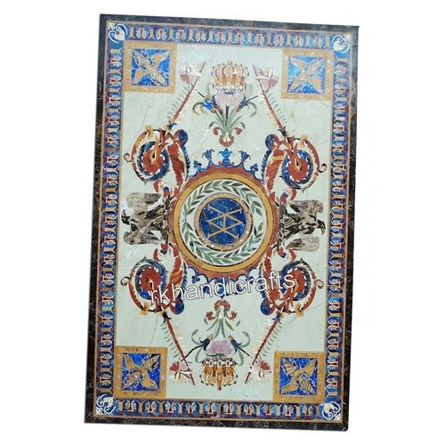 36x60 Inches Dining Table Top Unique Pattern Inlay Work White Marble ...