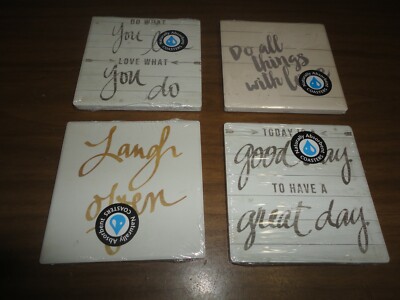 SOUS-VERRE ASSORTED TILE COASTERS (SET OF 4) NATURAL ABSORBENT COASTERS ...