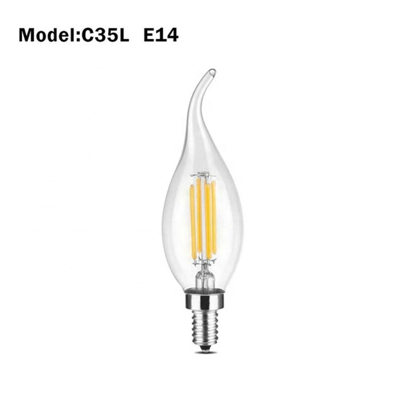 Antique Edison Bulb LED Filament Flame Shaped E14 Screw 4W Candle ...