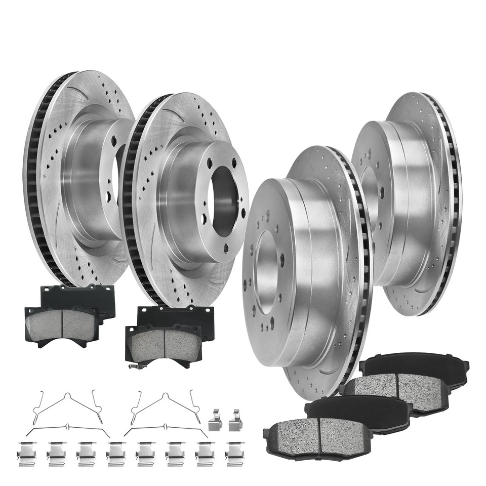 Front Rear Drilled Rotor Brake Pads for Toyota Tundra Sequoia Land ...