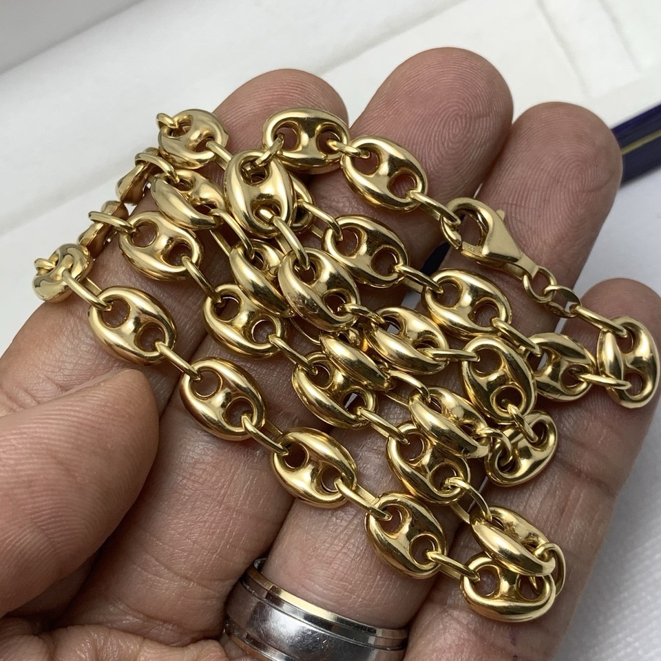 Vintage Gucci Type Puff Link 18K Yellow Gold Necklace 19 1/2”" | eBay