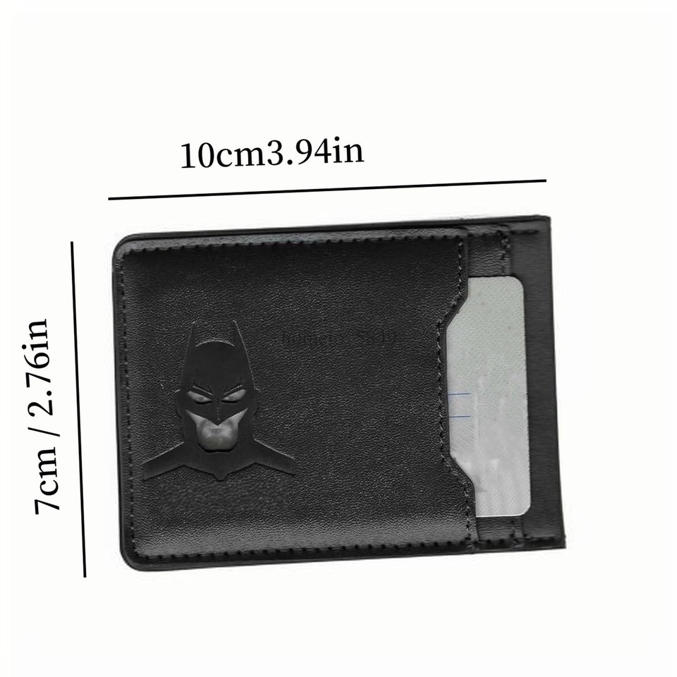 Leather Bat ID Wallet for Men and Women - Superhero Face Eyes Cutout ...