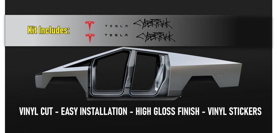 CYBERTRUCK VINYL KIT Sticker Decal adhesive Truck Kit - 6 stickers kit ...