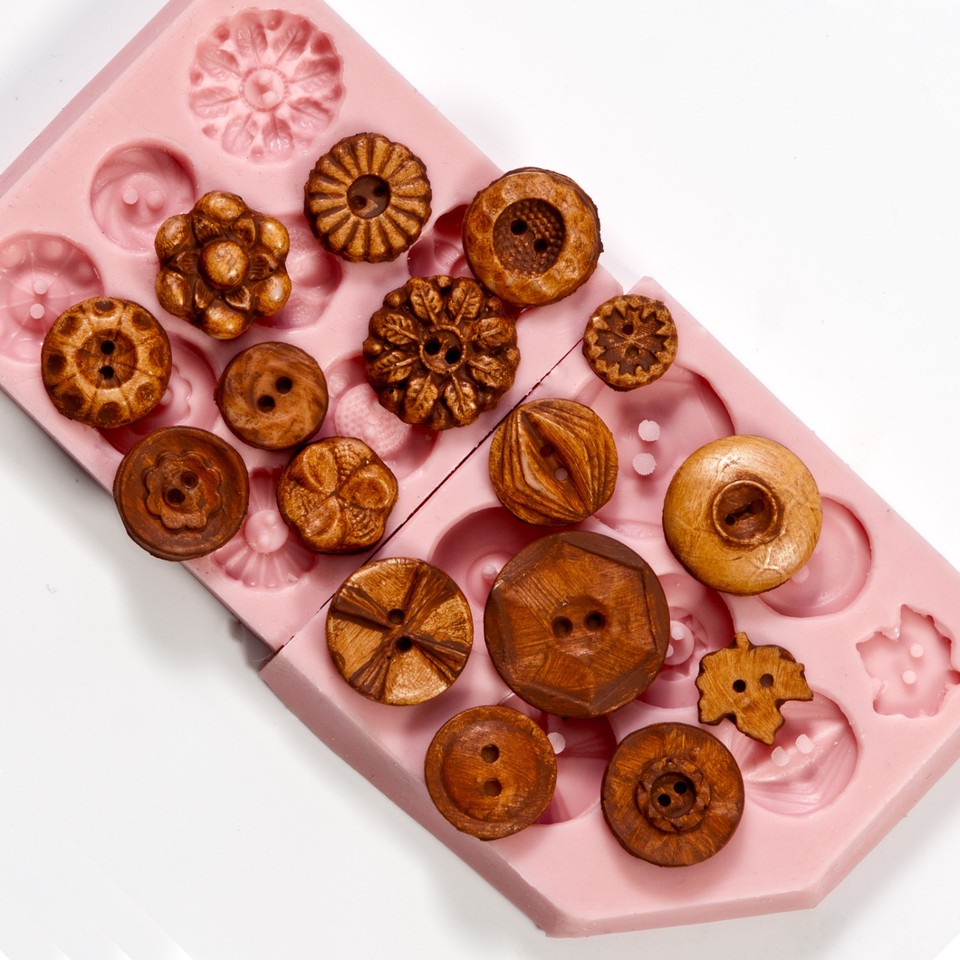 Silicone Button Mold Set Two Flexible easy to use food or craft moulds ...