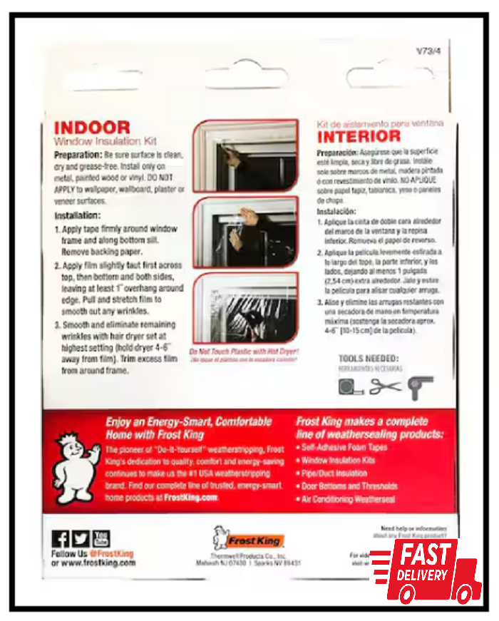 4-PACK Window Insulation Kit for Winter, Cold Drafts, Easy Install Film ...