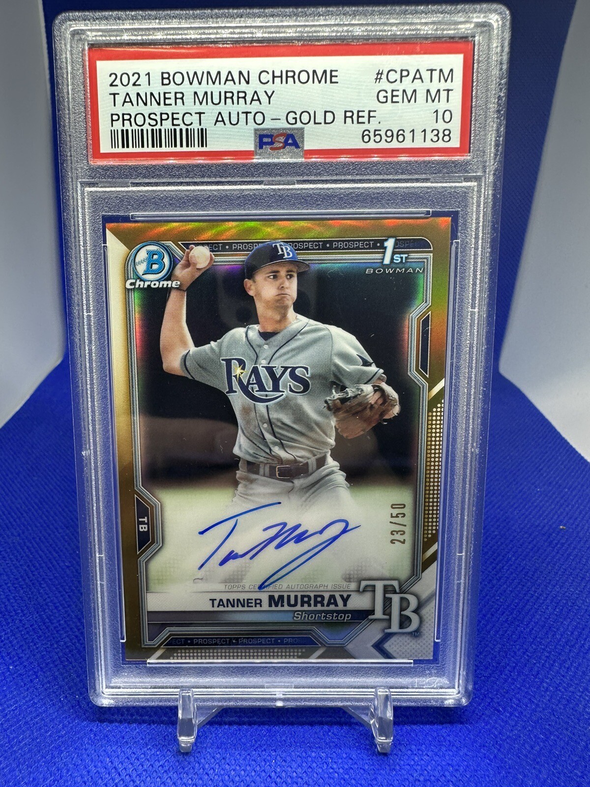 2021 Bowman Chrome TANNER MURRAY 1st RC Prospect Gold Refractor Auto ...