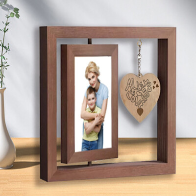 Creative 360-degree Double-sided Rotating Floating Wooden Photo Frame ...