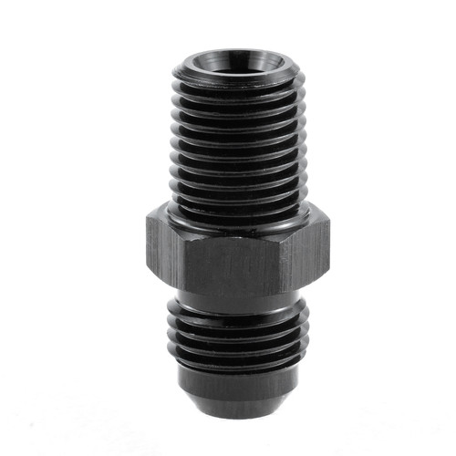 Black 1X 1/4 NPT to 6AN Adapter Straight Pipe Thread to 6 AN Flare ...