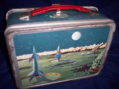 1958 Satellite Metal Lunchbox Rockets Spacemen Outer Space American ...