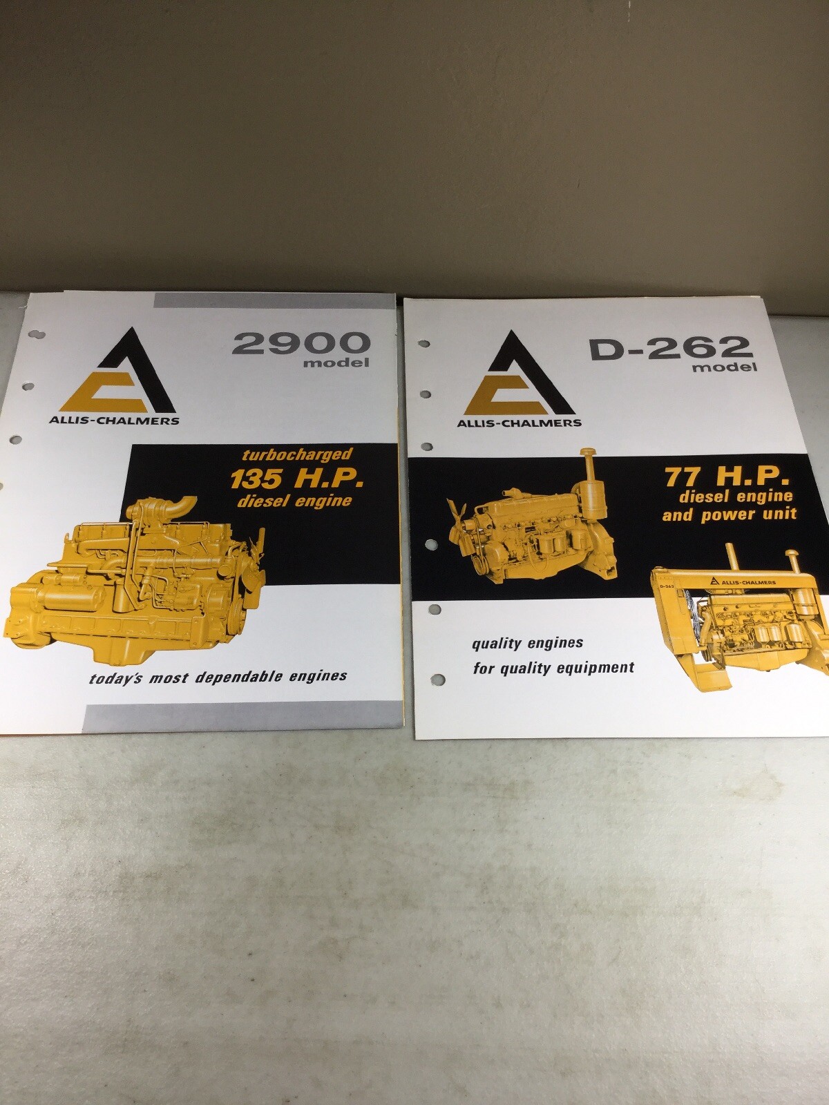 Lot Of 2 Allis Chalmers Engines 2900, D262 Sales Brochure, Literature ...