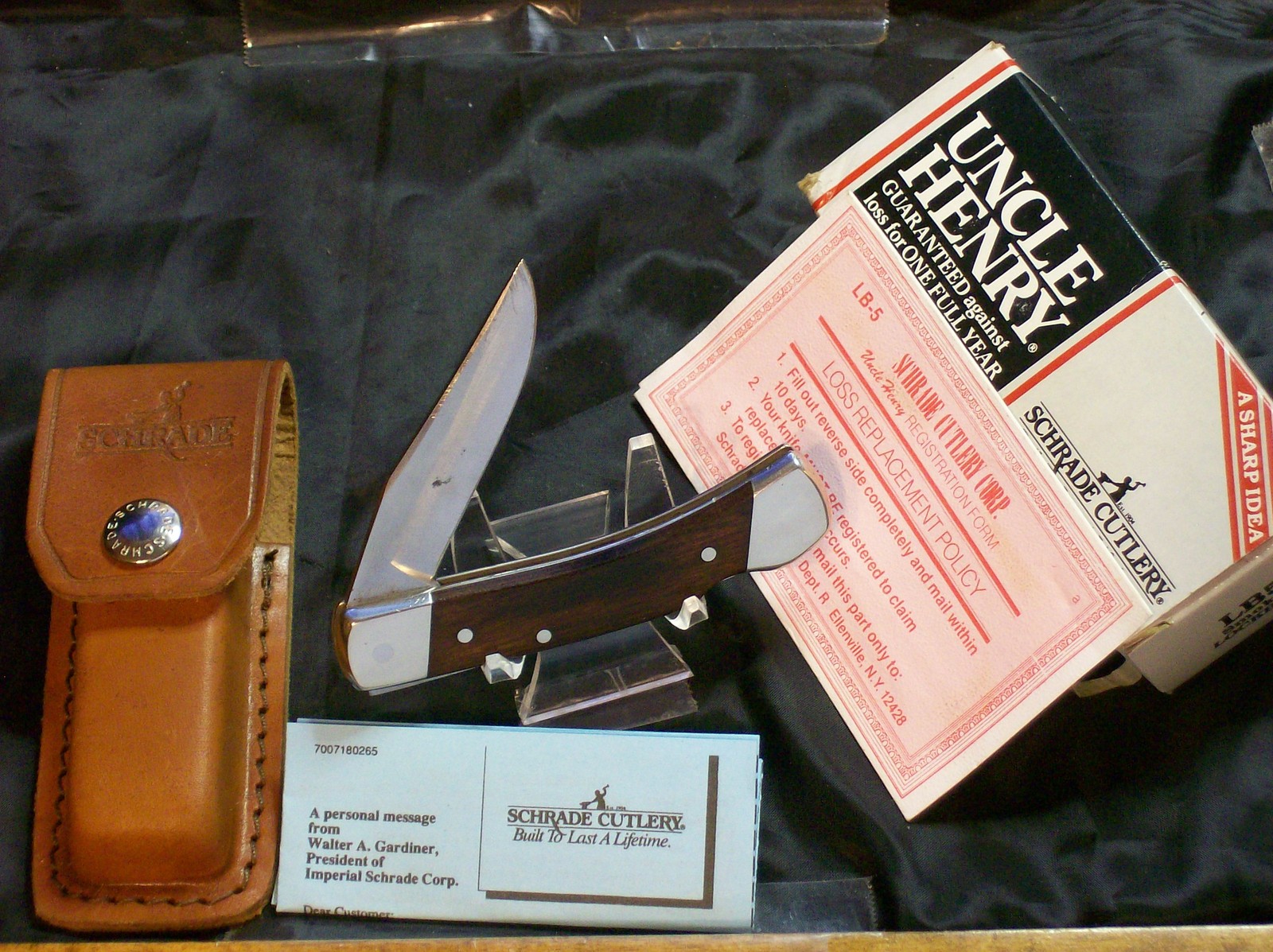 Schrade LB5 Lockback Knife & Sheath Circa-1980's Loss Cert & Packaging ...