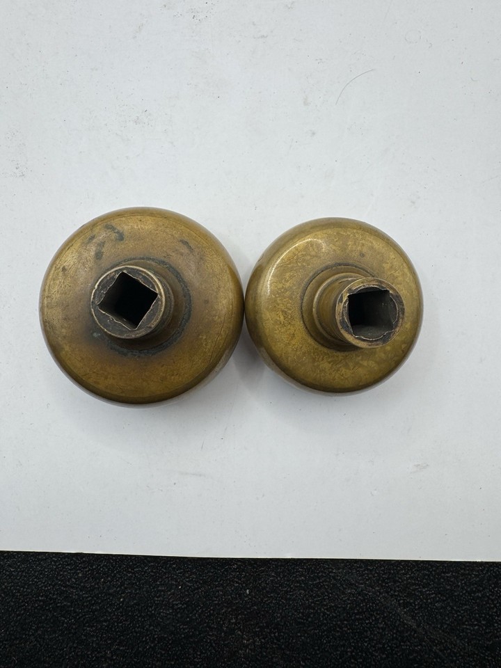2 High Quality Antique Cast Brass Geometric Door Knobs | eBay