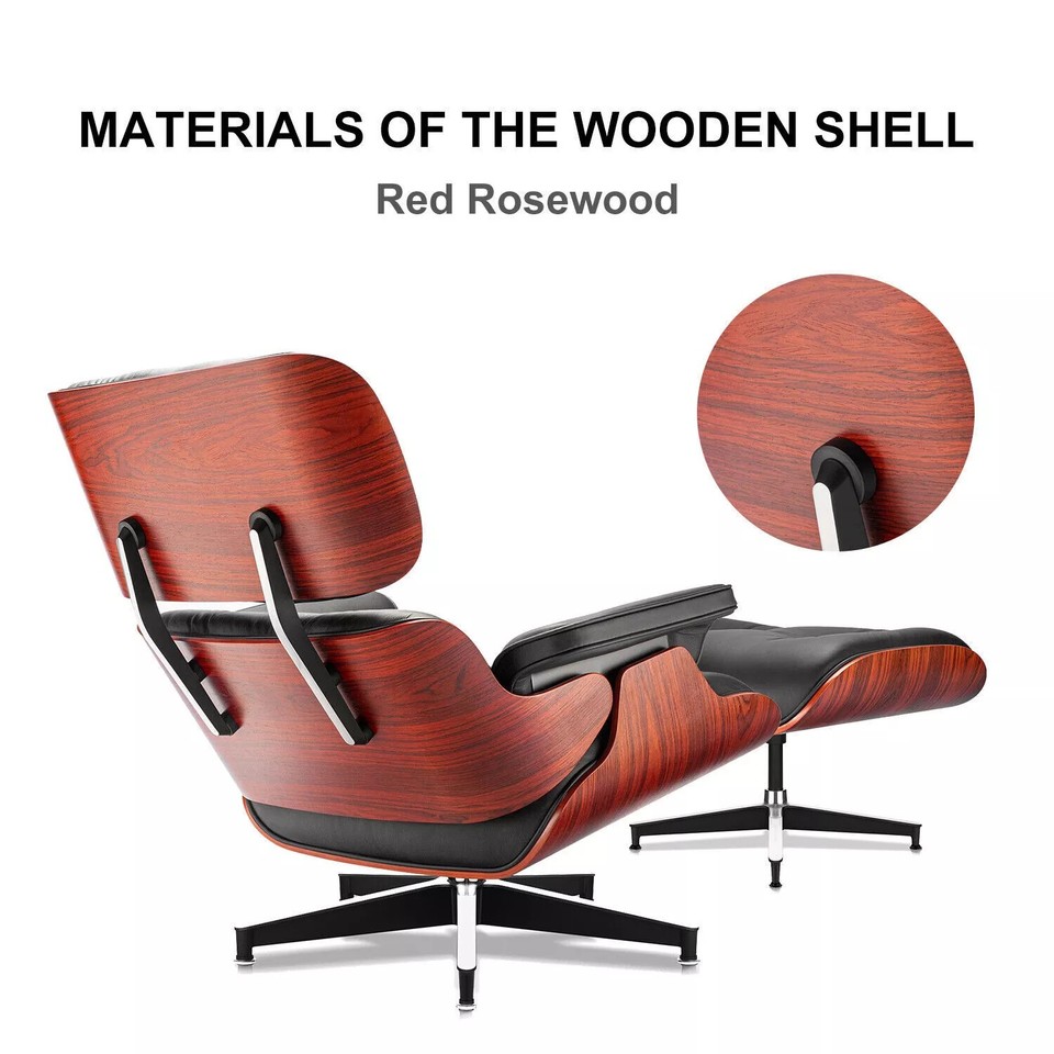 Mid-Century Pro Tall Eames Lounge Chair Swivel Armchair Recliner w ...