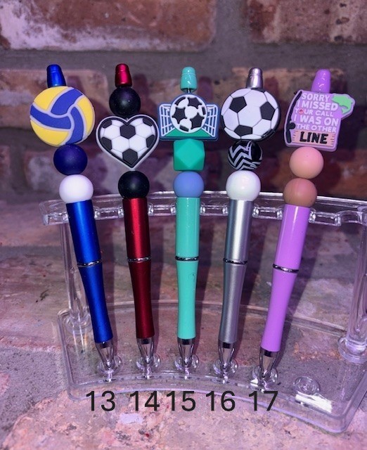 SPORTS custom beaded pens basketball football softball volleyball ...