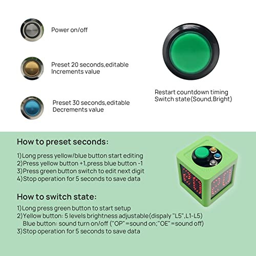 GANXIN Poker Shot Clock, Seconds Countdown Timer for Poker/Casino/Chess ...