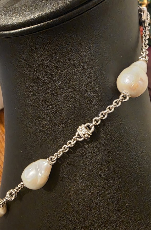 Judith Ripka White Baroque Pearl Sterling Silver 36" Necklace and ...